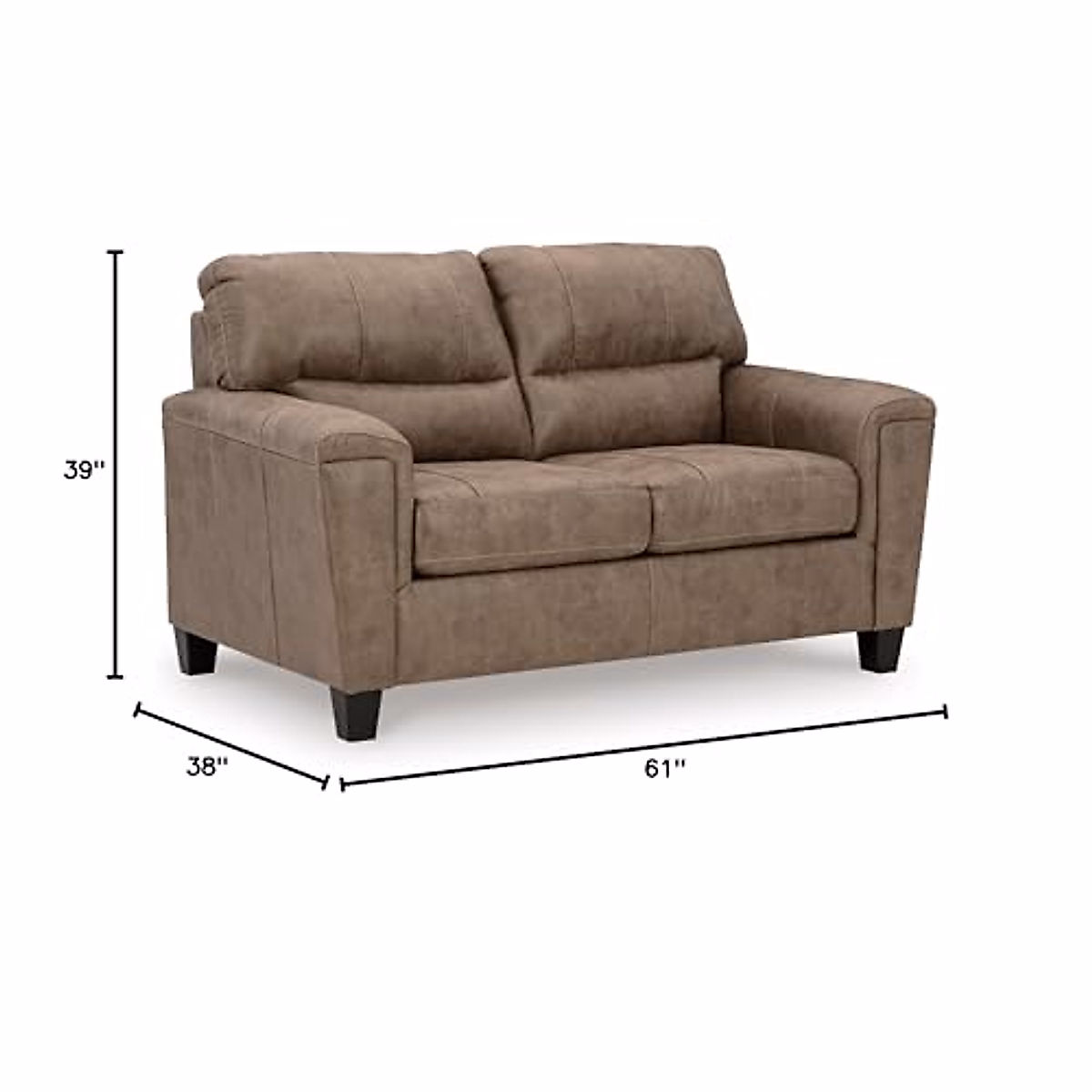 Signature Design by Ashley Navi Loveseat, 61" W x 38" D x 39" H, Dark Brown