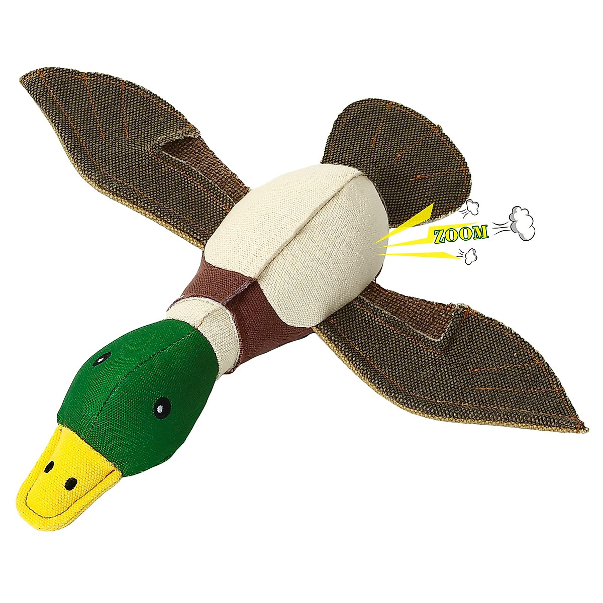 IOKHEIRA Squeaky Dog Toy for Large Breed, Plush with Crinkle Paper, Tug of War for Puppy, Small, Middle Dogs (Brown, Mallard)