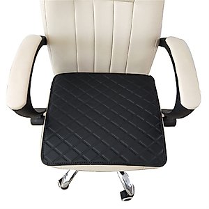 Leather Chair Cushion Pad Office Computer Chair Boss Chair Pad Non-Slip Waterproof Dining Chair Cushion Car Sofa Leather Seat Cushion ( Color : Black , Size : 50*50cm )