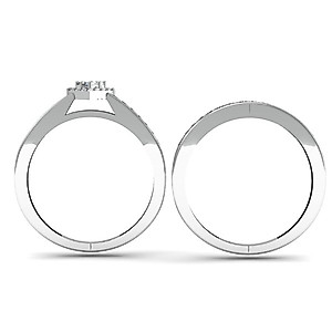 Dazzlingrock Collection 0.55 Carat (Cttw) 10k Round & Princess Diamond Women Heart Shaped Engagement Ring Set 1/2 CT, White Gold, Size 7.5