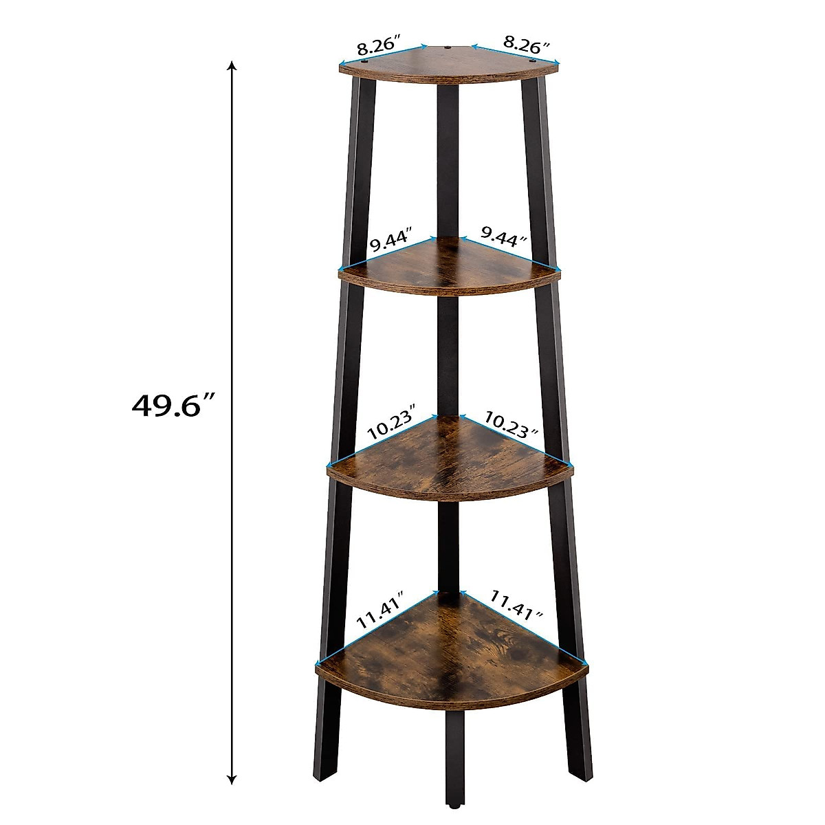 Bennio Brenny Corner Shelf, 4-Tier Ladder Bookshelf, Metal Frame Storage Rack, Shelving Unit, Plant Stand for Living Room, Home Office, Kitchen