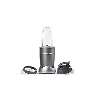 nutribullet Personal Blender for Shakes, Smoothies, Food Prep, and Frozen Blending, 24 Ounces, 600 Watt, Gray, (NBR-0601) and NutriBullet 24 Ounce Tall Cup with Standard Lip Ring, Clear/Gray