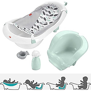 Fisher-Price Baby To Toddler Bath 4-In-1 Sling ‘N Seat Tub With Removable Infant Support And 2 Toys, Climbing Leaves [Amazon Exclusive]