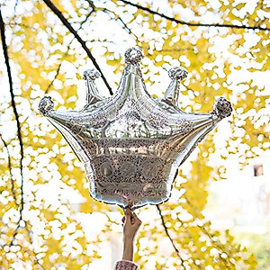 30 Inch Large crown Foil Balloon Mylar Balloons for Birthday,Wedding,Christmas Party Decoration (6pcs,Silver)