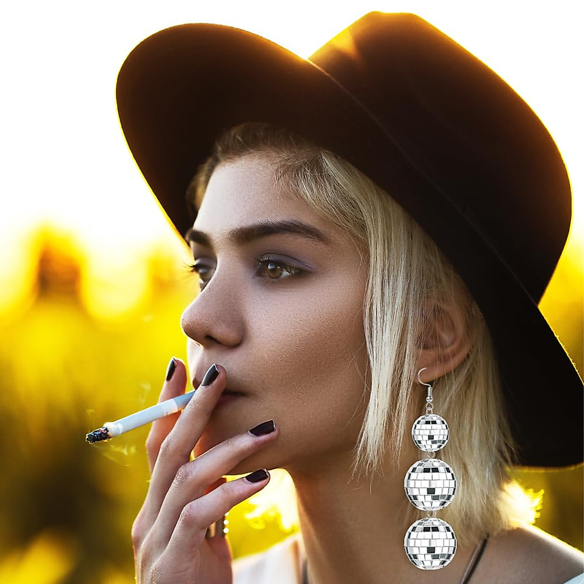 Vintage Disco Ball Dangle Earrings for Women 60's Earrings Silver Gold 70's Disco Ball Earrings Halloween Earrings Jewelry (Style B Silver)