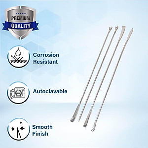 A2Z Scilab 4pc Stainless Steel Lab Spatula Micro Spoon Set, Double Ended Lab Mixing Reagent Spatulas - Long Sampling Spoon Scoop Tool Set Kit Laboratory Supplies for Experiments and Lab Use