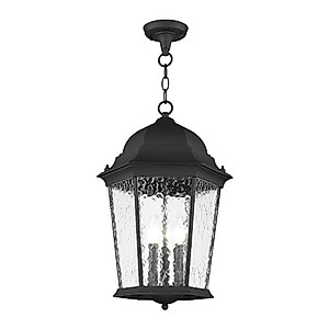 Livex Lighting 75475-14 Textured Black Outdoor Semi-Flush Mount with Clear Water Glass