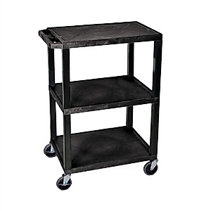 LUXOR WT34S 3 Shelves Tuffy Utility Cart - Black