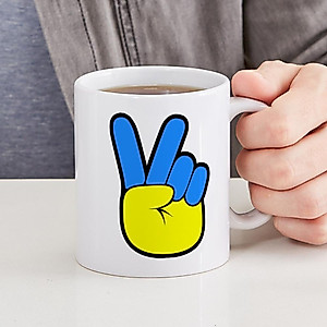 CafePress Ukrainian Flag Peace Sign Ukraine Native Home Mugs Ceramic Coffee Mug, Tea Cup 11 oz