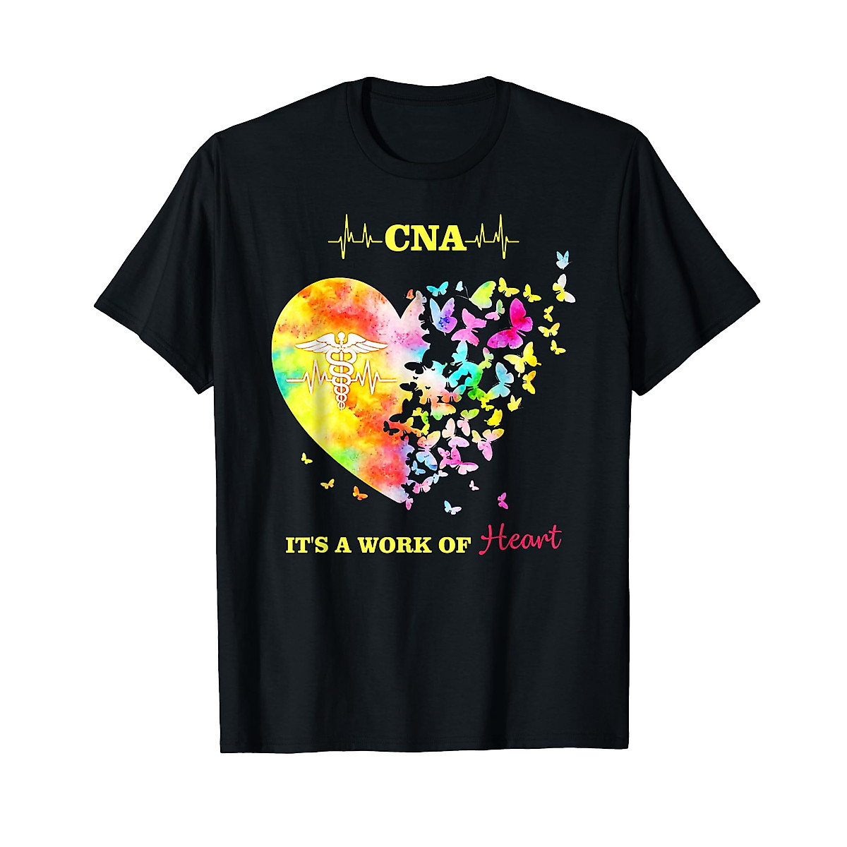 CNA It's A Work Of Heart Butterfly Nurse T-Shirt