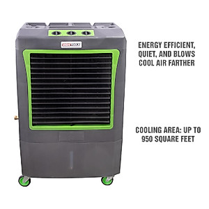 OEMTOOLS 23968 3-Speed Evaporative Cooler, Green and Gray, Cools Up to 950 Square Feet, 3100 CFM, Portable Cooler Fan