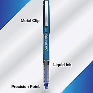PILOT Precise V7 Stick Liquid Ink Rolling Ball Stick Pens, Fine Point (0.7mm) Blue Ink, 12-Pack (35349)