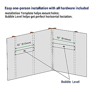 FLEXIMOUNTS 2-Pack 2x4ft Corner Wall Shelving Garage Storage Rack, 24-inch-by-48-inch Floating Shelves, Black