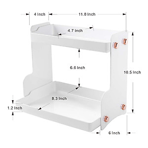Z PLINRISE 2-Tier Assembled Plastic Rack Tray, for Kitchen Storage Organizer Shelf Rack, Vanity Organizer Rack for Dresser, Bathroom, Countertop and More, Stackable Assembly (White)