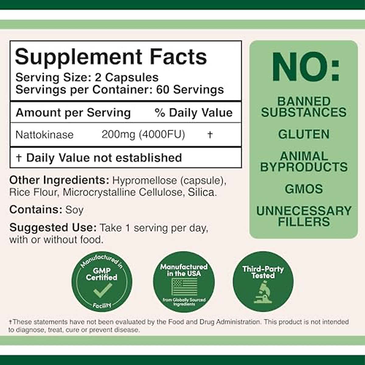 Nattokinase Supplement 4,000 FU Servings, 120 Capsules (Derived from Japanese Natto) Systemic Enzymes for Cardiovascular and Circulatory Support by Double Wood