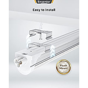 Ensenior 10 Pack 4 FT Led Shop Lights, 6000K Clear White, 5000LM Super Bright, 36W Equivalency 468W, Commercial Bay Lighting, U-Shaped Linkable Shop Lights Plug in for Garage, Workshop, FCC Certified