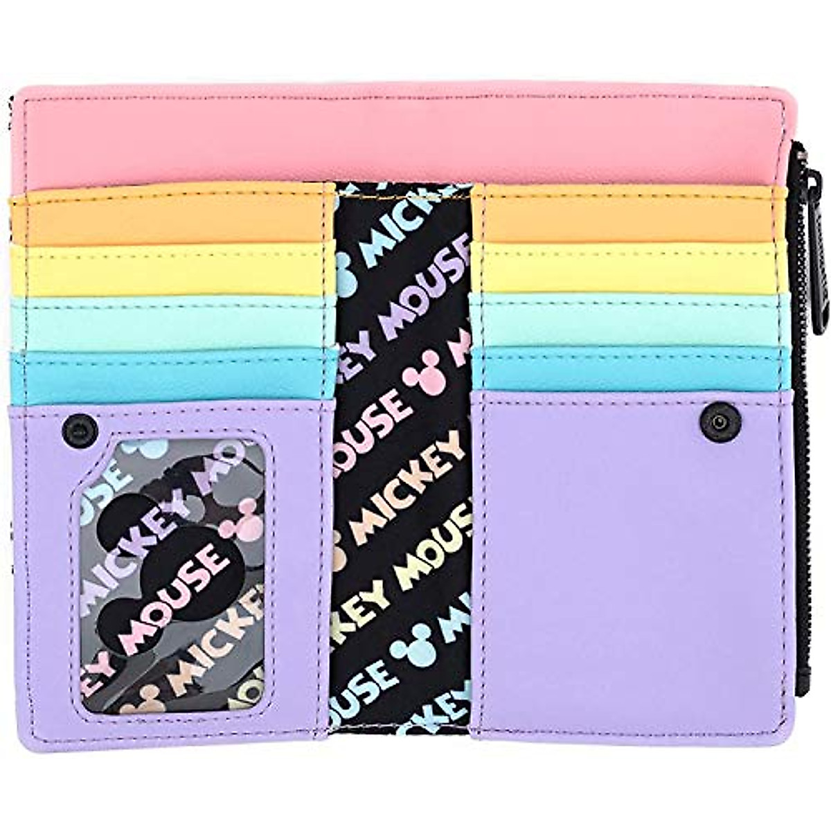 Loungefly Disney Mickey Mouse Pastel Poses All Over Print Flap Wallet
