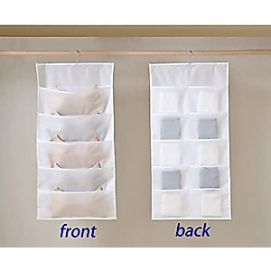 Anller Hanging Shelves, Dual Sided Wall Shelf Wardrobe Storage Bags, Closet Hanging Pockets with Rotating Metal Hanger, for Bra Socks Underwear Underpants, 2 Pack