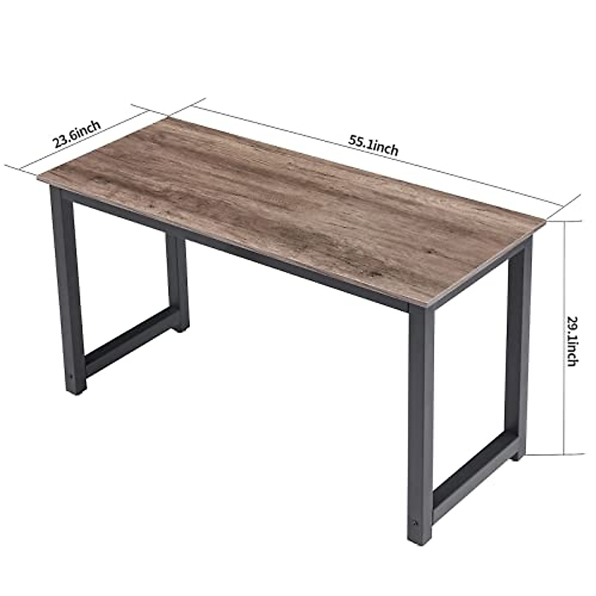 OFICS 55.1" Large Computer Desk,Modern Simple Style PC Laptop Desk for Home Office,Office Desk Workstation with Wide Metal Sturdy Frame,Thicker Steel Legs Study Desk,Rustic/Black