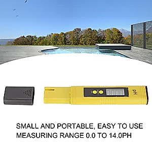 Pen Type PH Meter, Water Quality Tester  Auto Calibration  Rust Proof Small Portable with ATC for  Aquariums    for Spas for Swimming Pools (Yellow Black)