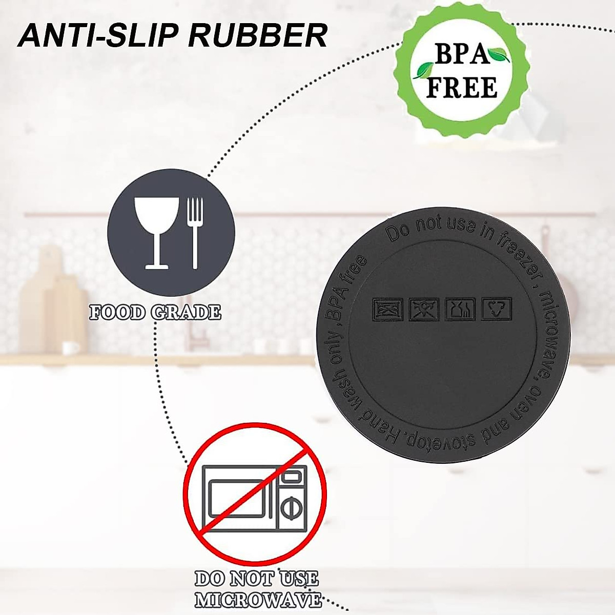 20 Pcs Rubber Bottoms for Sublimation Tumblers (2.2 Inch / 56mm), with 2 Cleaning Brush, Protective Anti-Slip Silicone Bottoms with Adhesive for Skinny Wine Tumblers Thermal Bottle Mason Jars, Black