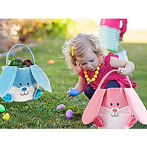 Large Easter Basket for Kids, Giant Easter Basket for Boys Easter Egg Basket Easter Bucket Cute Easter Basket Large Bunny Easter Basket, Blue Easter Basket with Handle, Big Easter Basket Bag