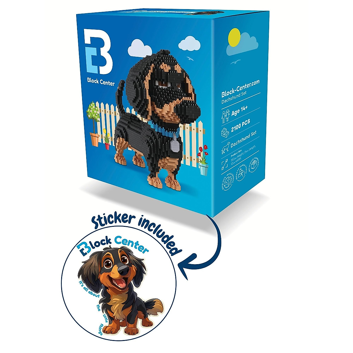 BLOCK CENTER Dachshund Dog 2024 Edition 3D Puzzle 2100 Pieces Building Blocks Set - Mini Block Gift Kit for Kids and Adults (Dachshund)