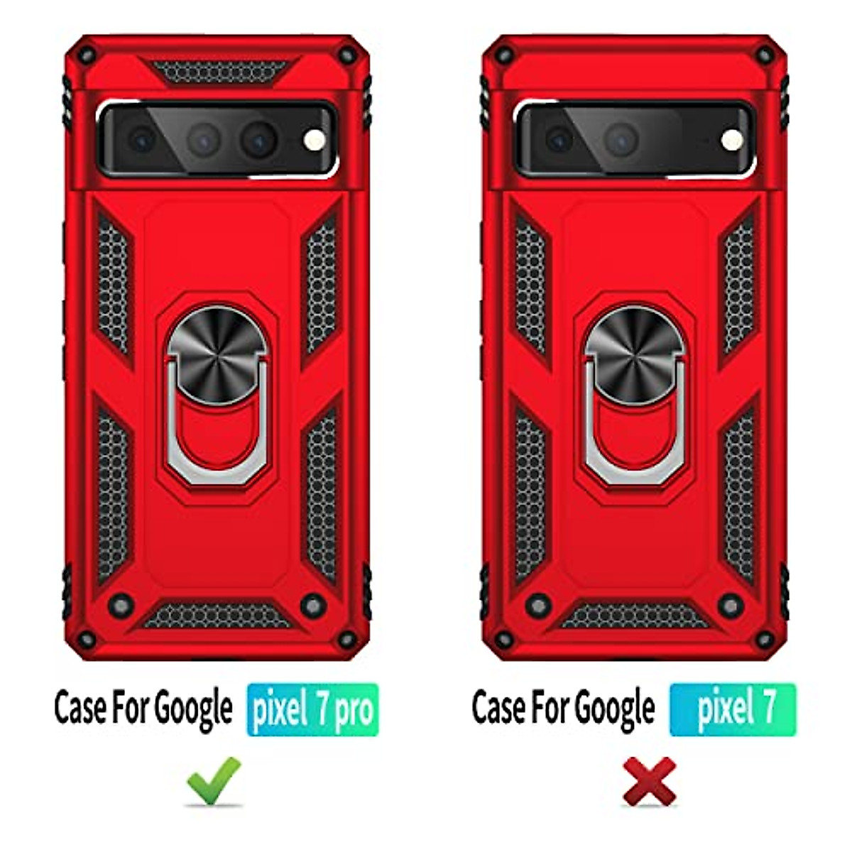 SunRemex for Google Pixel 7 Pro Case with Invisibility Screen Protector, Magnetic Ring Holder Kickstand,[Military Grade] 20ft. Drop Tested Protective Phone Case for Google Pixel 7 Pro (Red)