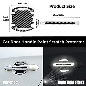 8 PCS Car Door Handle Scratch Protectors, Carbon Fiber Car Door Handle Cover Anti Scratch Car Stickers, Door Handle Cups Protective Film Door Bowl Sticker (White)
