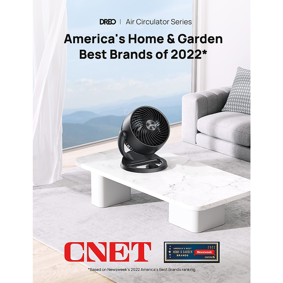 Dreo Tower Fans for Home, 90° Oscillating Fans for indoors, 4 Modes 5 Speeds & Fans for Home Bedroom, Table Air Circulator Fan for Whole Room, 9 Inch,2023 New Desk Fan for Office, Kitchen, Home