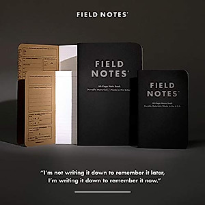 Field Notes 3-Pack Pitch Black Memo Books (3.5" X 5.5"), Ruled, 48 Pages | Thin Pocket Sized EDC Notebook With 90 GSM Paper & Paperback Cover | Work Notebooks For Note Taking | Made in the USA