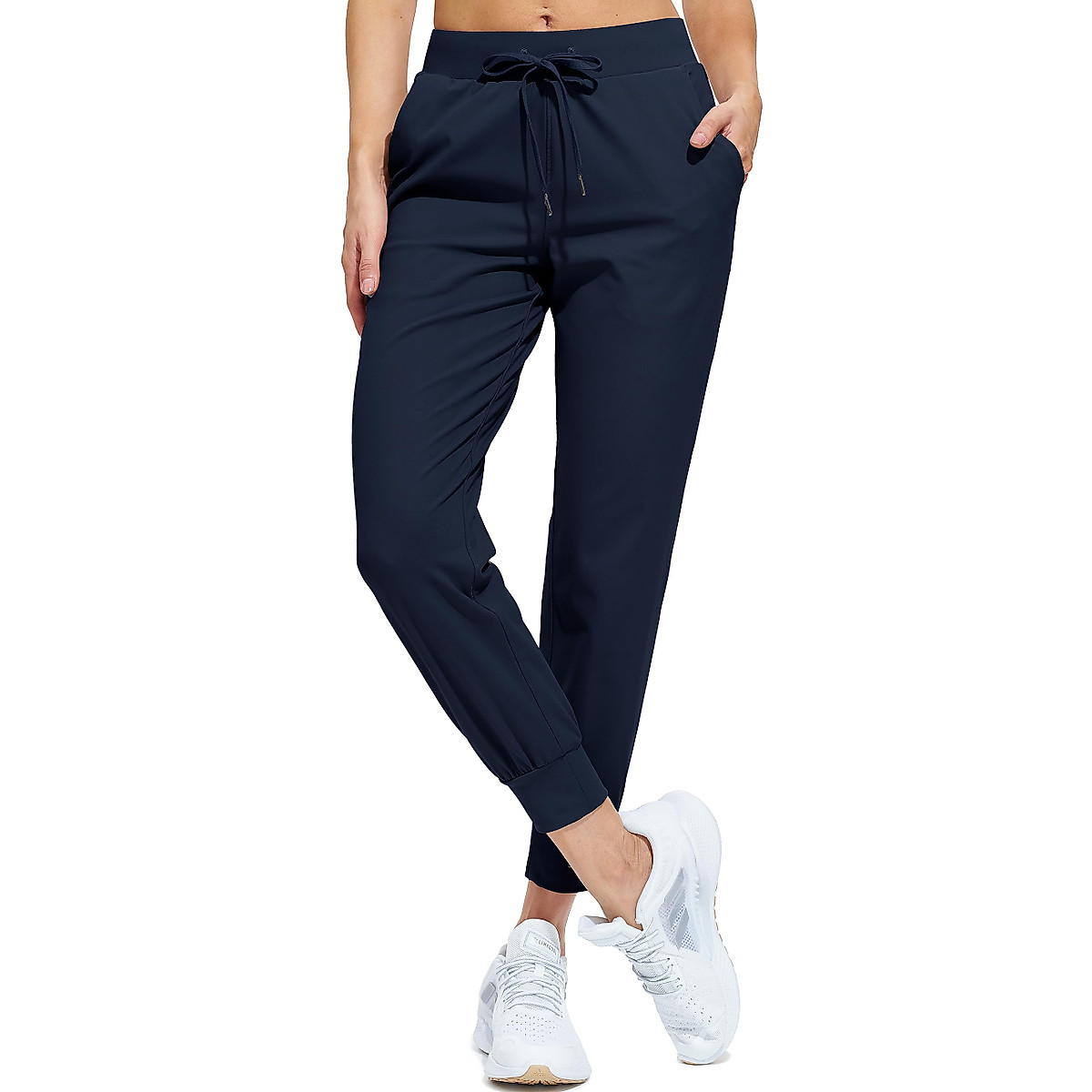 Libin Women's Joggers Pants Athletic Sweatpants with Pockets Running Tapered Casual Pants for Workout,Lounge, Navy L