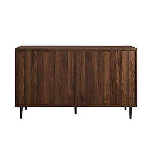 Walker Edison Mid-Century Modern Wood Kitchen Buffet Sideboard-Entryway Serving Storage Cabinet Doors-Dining Room Console, 52 Inch, Dark Walnut