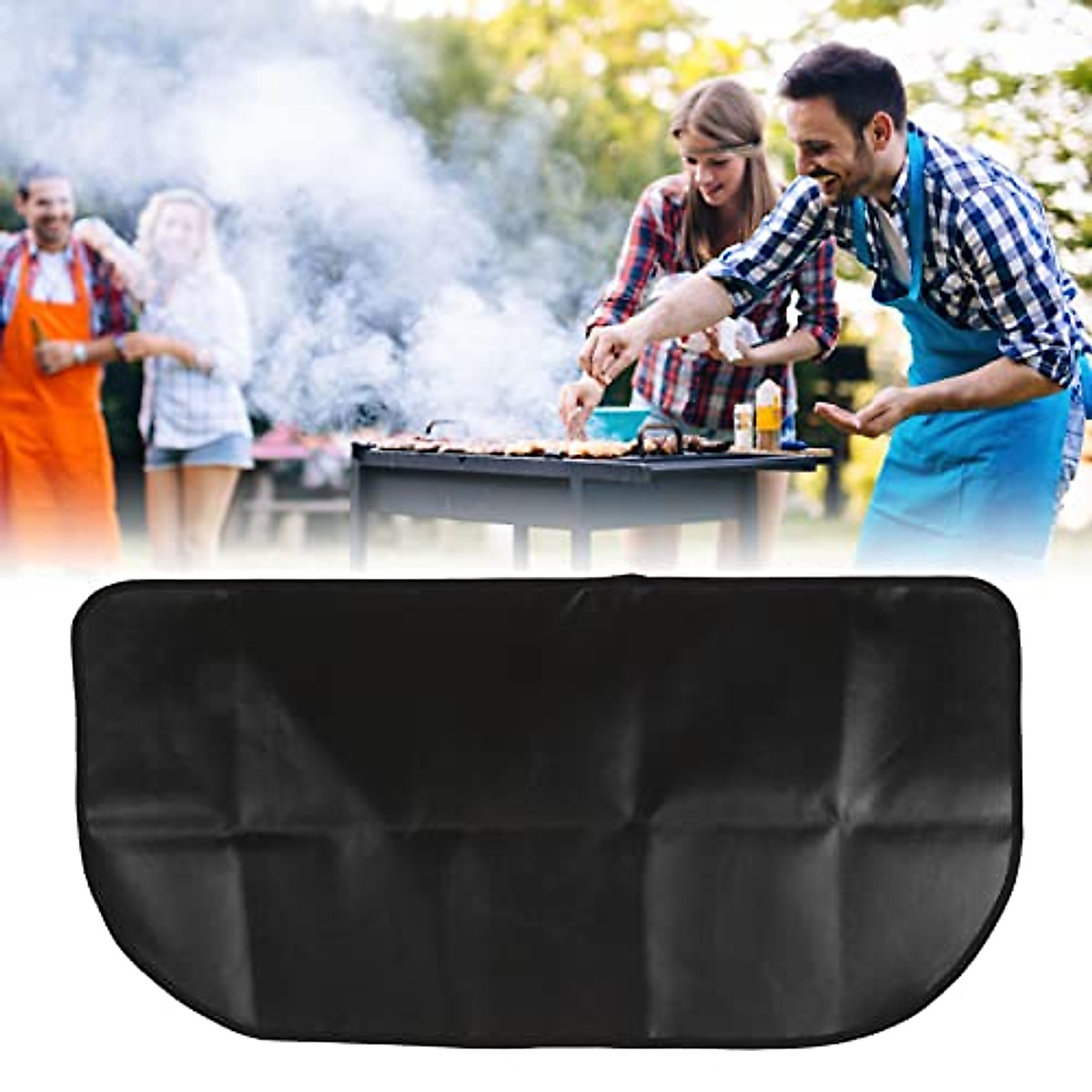 plplaaoo Grill Mat,BBQ Grill Mat,Grill Mat for Outdoor Grill,Double Sided Silicone Fireproof Fire Pit Mat,Reusable Foldable Under Grill Mat for Outdoor Camping,Garden,Yard Picnic(102 * 50CM Oval)