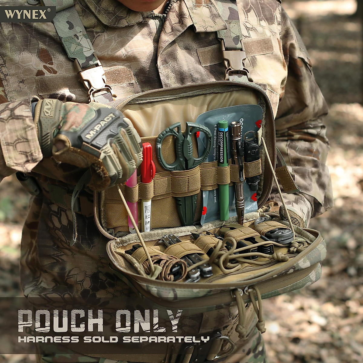 WYNEX Tactical Large Admin Pouch of Double Layer Design, Molle EDC EMT Utility Pouch with Map Sleeve Modular Tool Pouch Large Capacity Flag Patch Included