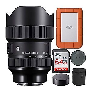 Sigma 14-24mm f/2.8 DG DN Art Lens for Sony E-Mount with 1TB Hard Drive and 64GB SD Card Bundle (3 Items)