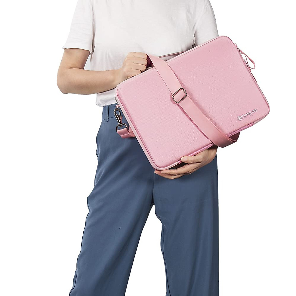 Smatree Hard Shell Carrying Case Compatible for 14 inch MacBook Pro 2024/2023 A2918/A2992/A2779,13 inch MacBook Air 2024/2022 A3313/A2681,13 inch iPad Pro M4 2024, Laptop and Tablet Shoulder Bag(Pink)