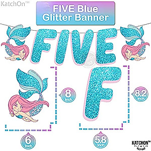 KatchOn, Mermaid 5th Birthday Decorations Girl - Pack 8 | Mermaid Birthday Decorations for Girls 5 | Mermaid Birthday Party Supplies | Mermaid Balloons 5, Little Mermaid Party Decorations 5 Year Old