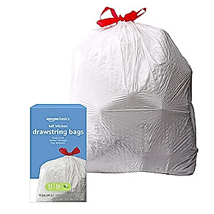 Amazon Basics Flextra Tall Kitchen Drawstring Trash Bags, Fresh Scent, 13 Gallon, 50 Count