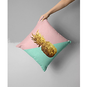 iiRov Summer Design Ink-Fuzed Decorative Throw Pillow - Geometric Summer Pineapple v1