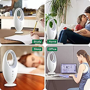 HoLarXuQ Desk Fan,12 Inch Bladeless Fan Small Table Fan USB Rechargeable Battery Operated,Quiet Portable Personale Fan Bedside Fans with 3 Cooling Speeds Touch Sensing Gradient Dimming for Bedroom