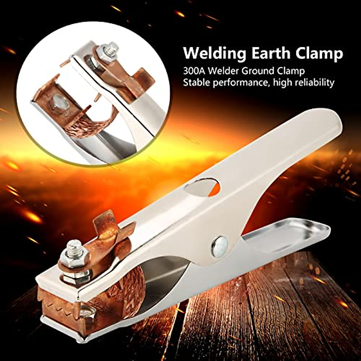 Welding Ground Clamp, 300A Heavy Duty Ground Clamp Electroplated Ground Clamp, Copper Welding Earth Clip for Manual Welder