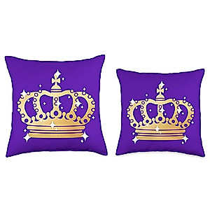 Crown King Queen Princess Royal Gift Queen King Royal Crown Throw Pillow, 18x18, Multicolor