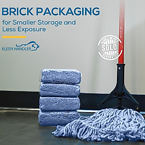 KLEEN HANDLER Blended Loop End Heavy Duty Mop Head Replacement, Wet Mop Refills for Commercial and Household Floor Cleaning, Blue, 20 Oz (6-Pack)