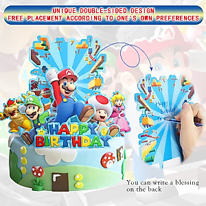 Party Decorations for Marrriio Cake Topper Set Birthday Party Supplies Decor, 7 counts