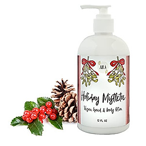Aira All Natural Moisturizing Hand Lotion, Vegan Hand Lotion for Men and Women, Luxury Skincare for Bathroom, Christmas Gift, Holiday Lotion for Sensitive Skin, Holiday Mistletoe Scent - 12 Ounce Bottle