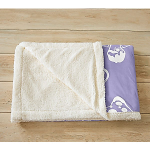 Purple Mushroom Bed Blanket Kids Girls Cute Mushroom Sherpa Blanket Soft Cozy Lightweight Purple and White Plush Fleece Cute Cartoon Plants Blanket Gifts for Bed Chair Office Sofa(Throw 50"x60")