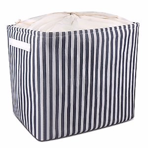 LEPONTS Storage Bins Baskets Large 16"x12"x13.5" Rectangular Storage Baskets for Organizing Fabric Collapsible Storage Organizer for Home,Closet,Clothes,Toys (White&Blue)