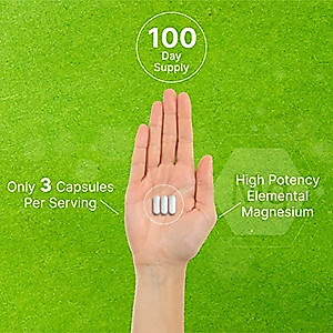 Magnesium Glycinate 400mg | Elemental Magnesium - 300 Capsules | Chelated for Easy Absorption | Highly Purified Essential Trace Mineral for Muscle, Joint, Heart, & Immune Support