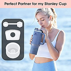 3Pcs Spill Proof Stopper Silicone for Stanley Cup 2.0 40oz/30oz Tumbler Leakproof Water Bottle Sealing Accessories with Round Top Leak Proof stopper Plug & Square lid anti-leak Stopper,Straw Cap Cover